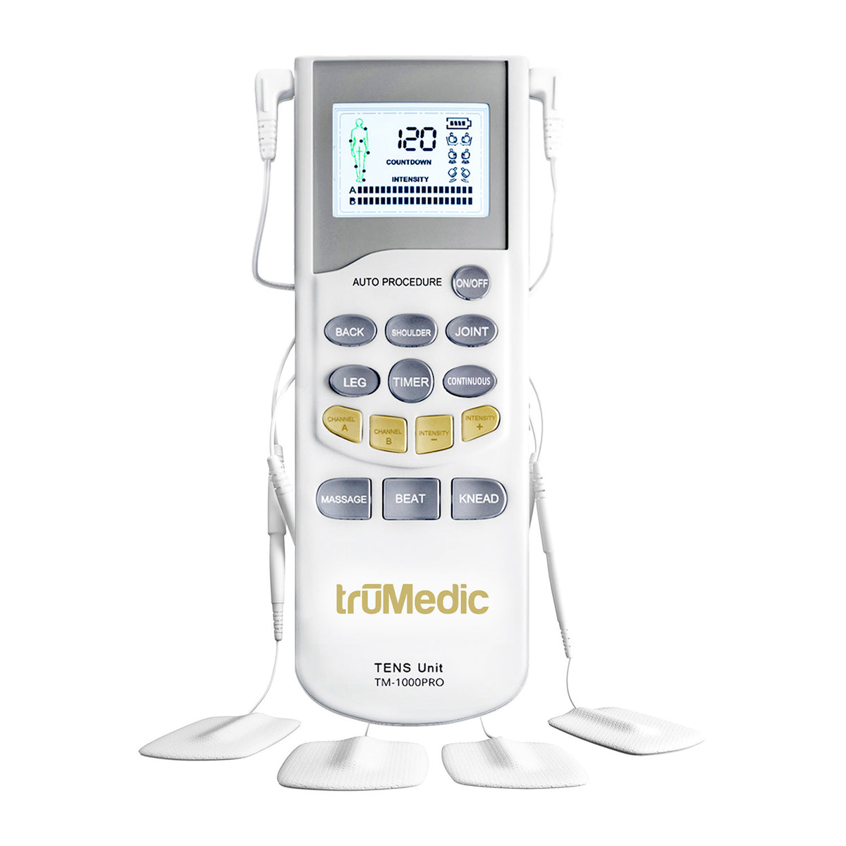 TM-1000PRO Deluxe TENS Unit Electronic Pulse Massager - truMedic